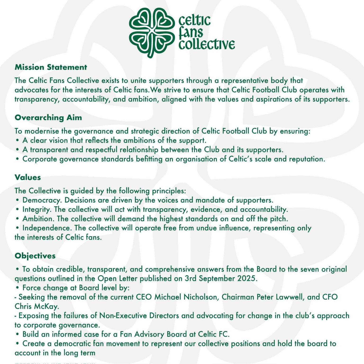 The Celtic Fans Collective is here. Unity, values and ambition. | The ...